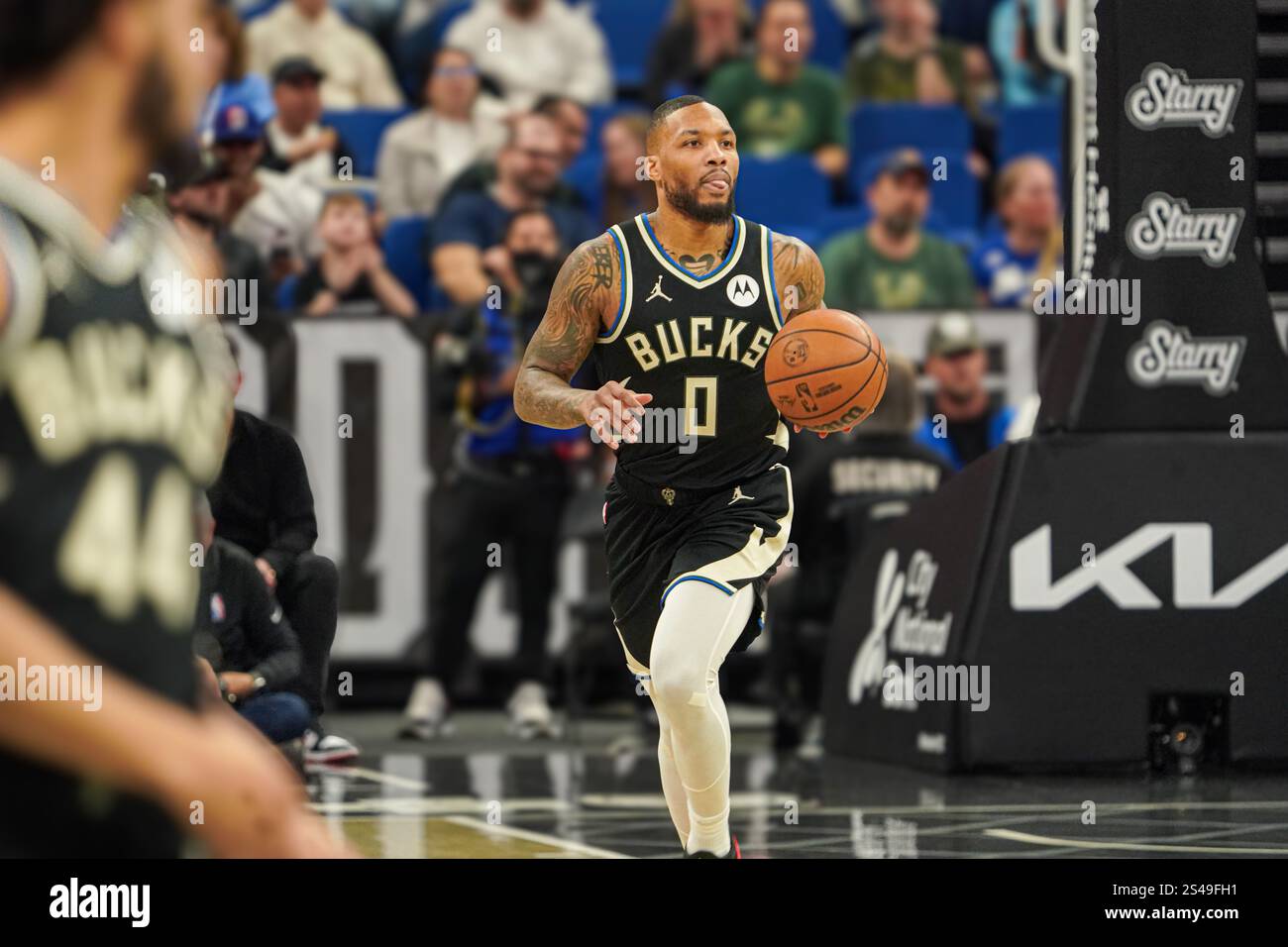 Orlando, Florida, USA, January 10, 2025, Milwaukee Bucks guard Damian ...