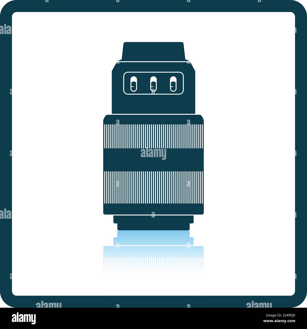 Icon of photo camera zoom lens. Shadow reflection design. Vector ...