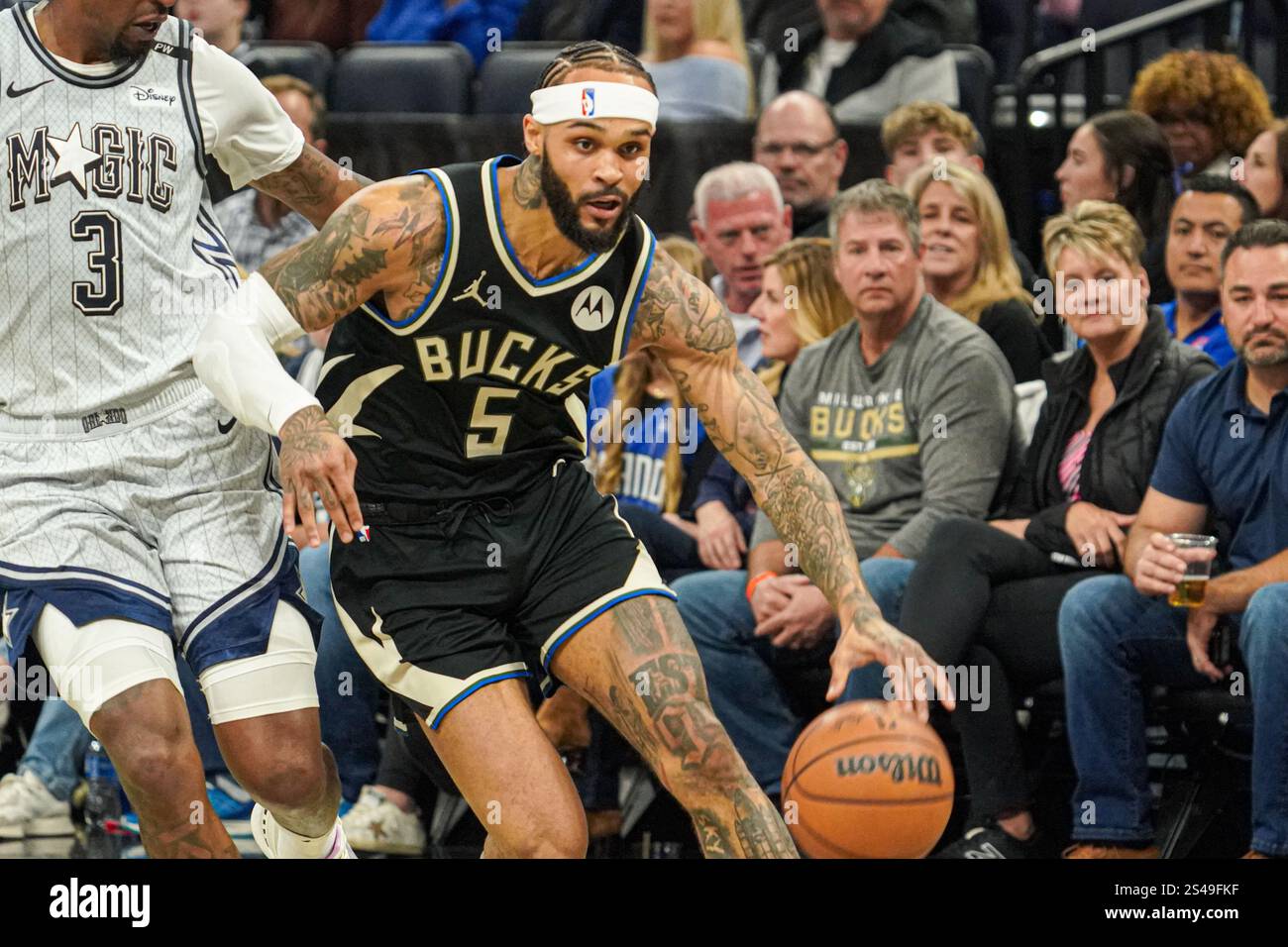 Orlando, Florida, USA, January 10, 2025, Milwaukee Bucks guard Gary ...