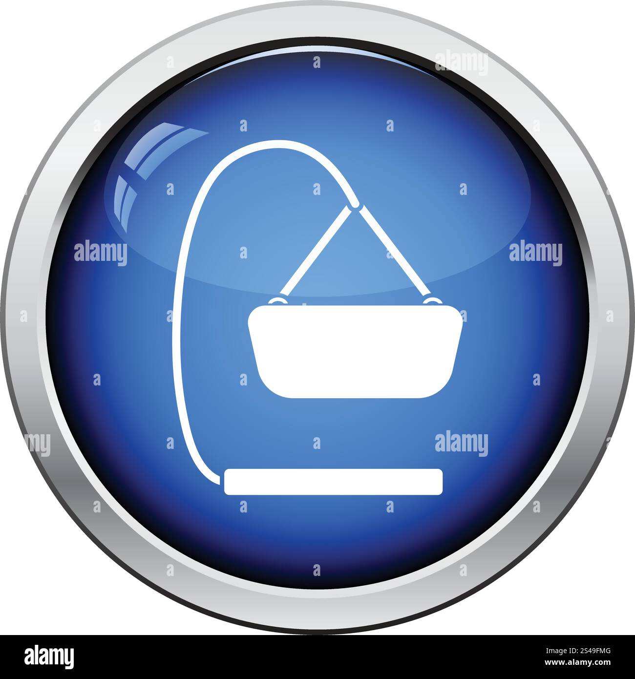 Baby hanged cradle icon. Glossy button design. Vector illustration ...