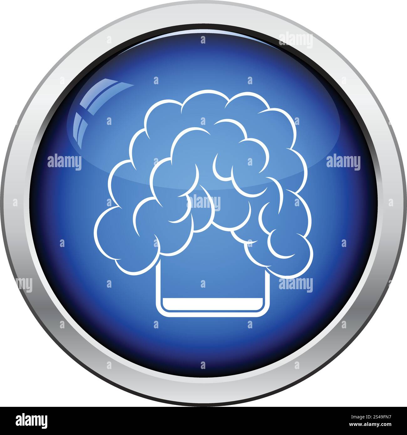 Icon of chemistry reaction in glass. Glossy button design. Vector ...