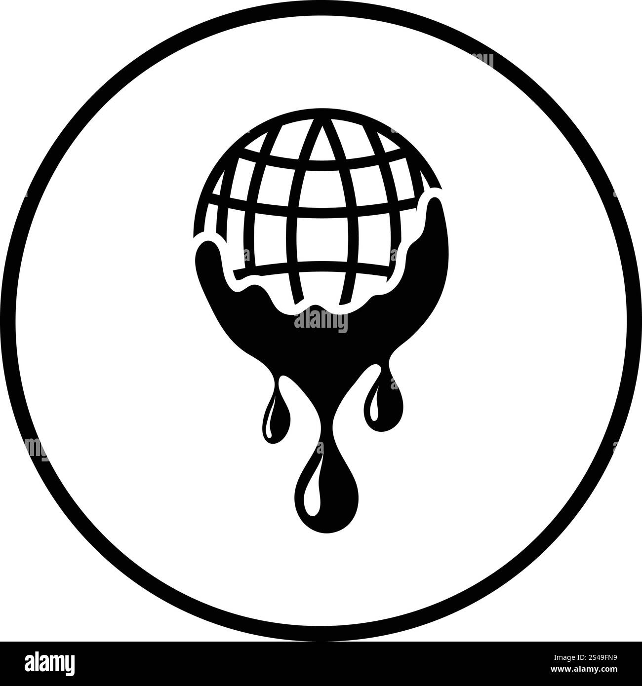 Planet with flowing down water icon. Thin circle design. Vector ...