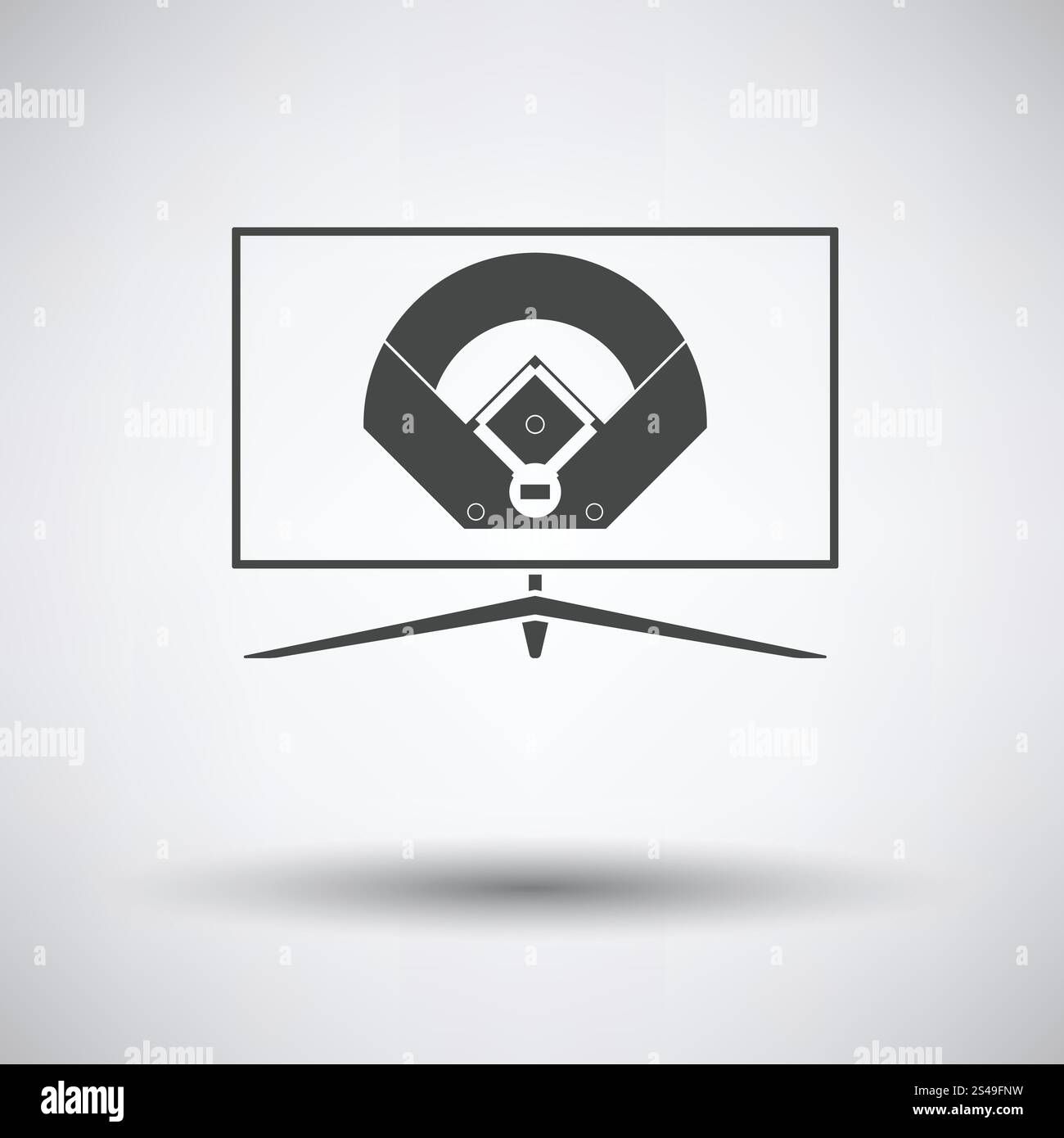 Baseball tv translation icon on gray background, round shadow. Vector ...