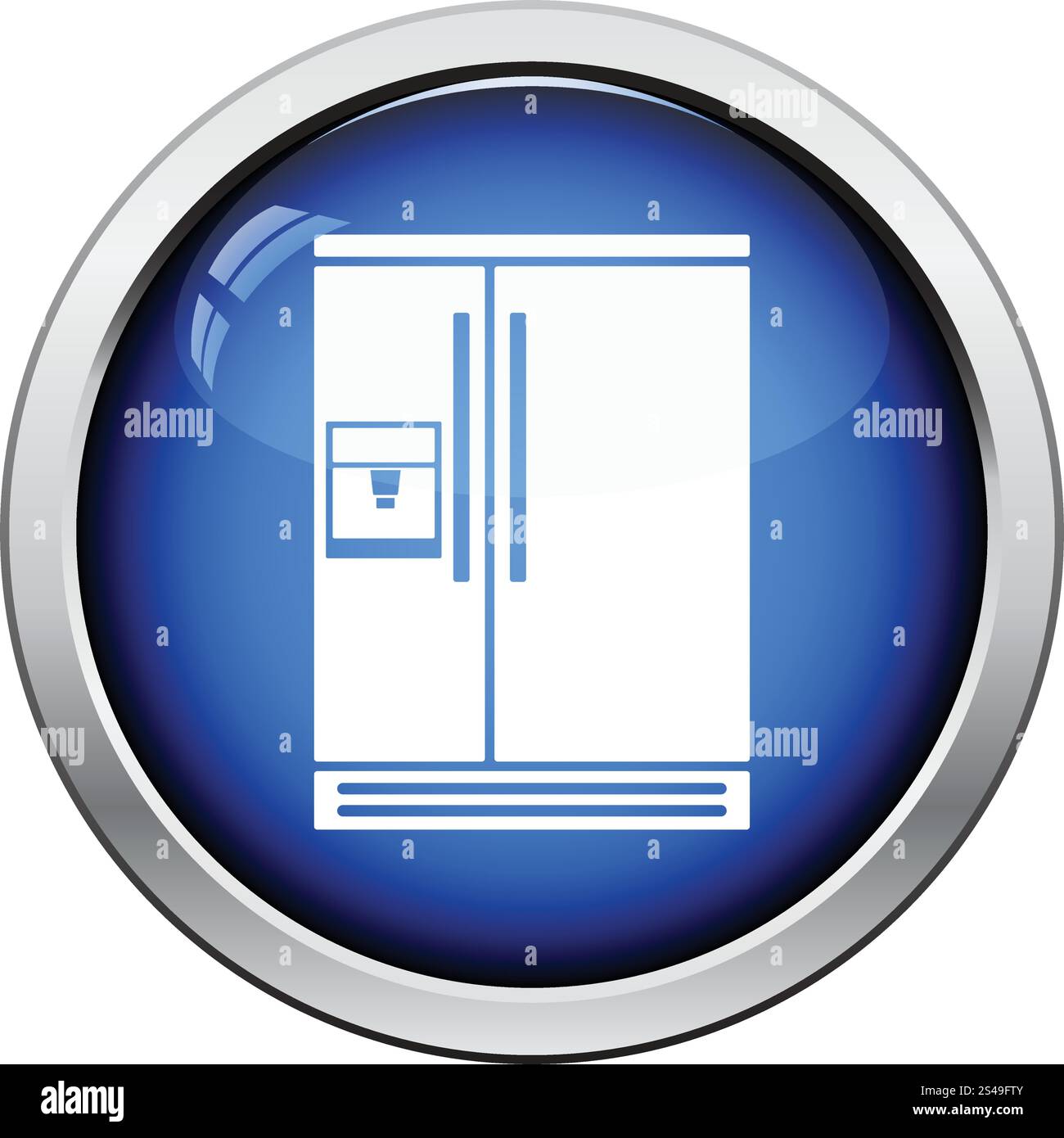 Wide refrigerator icon. Glossy button design. Vector illustration Stock ...
