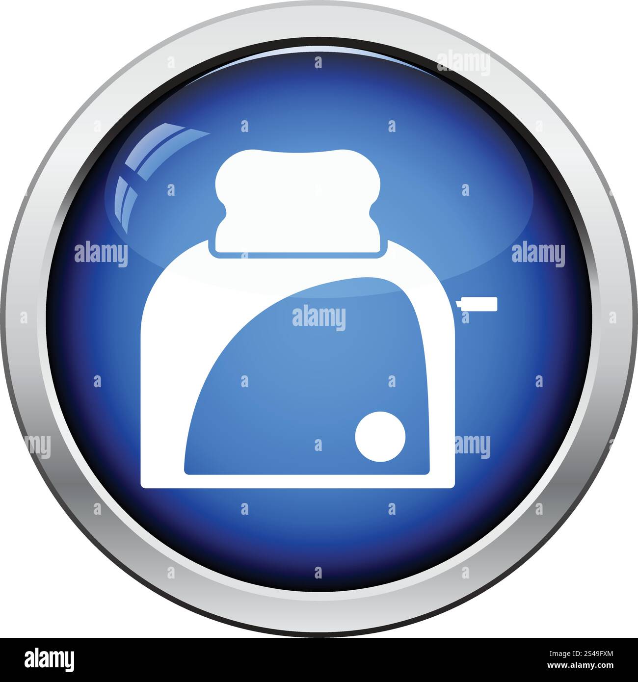 Kitchen toaster icon. Glossy button design. Vector illustration Stock ...
