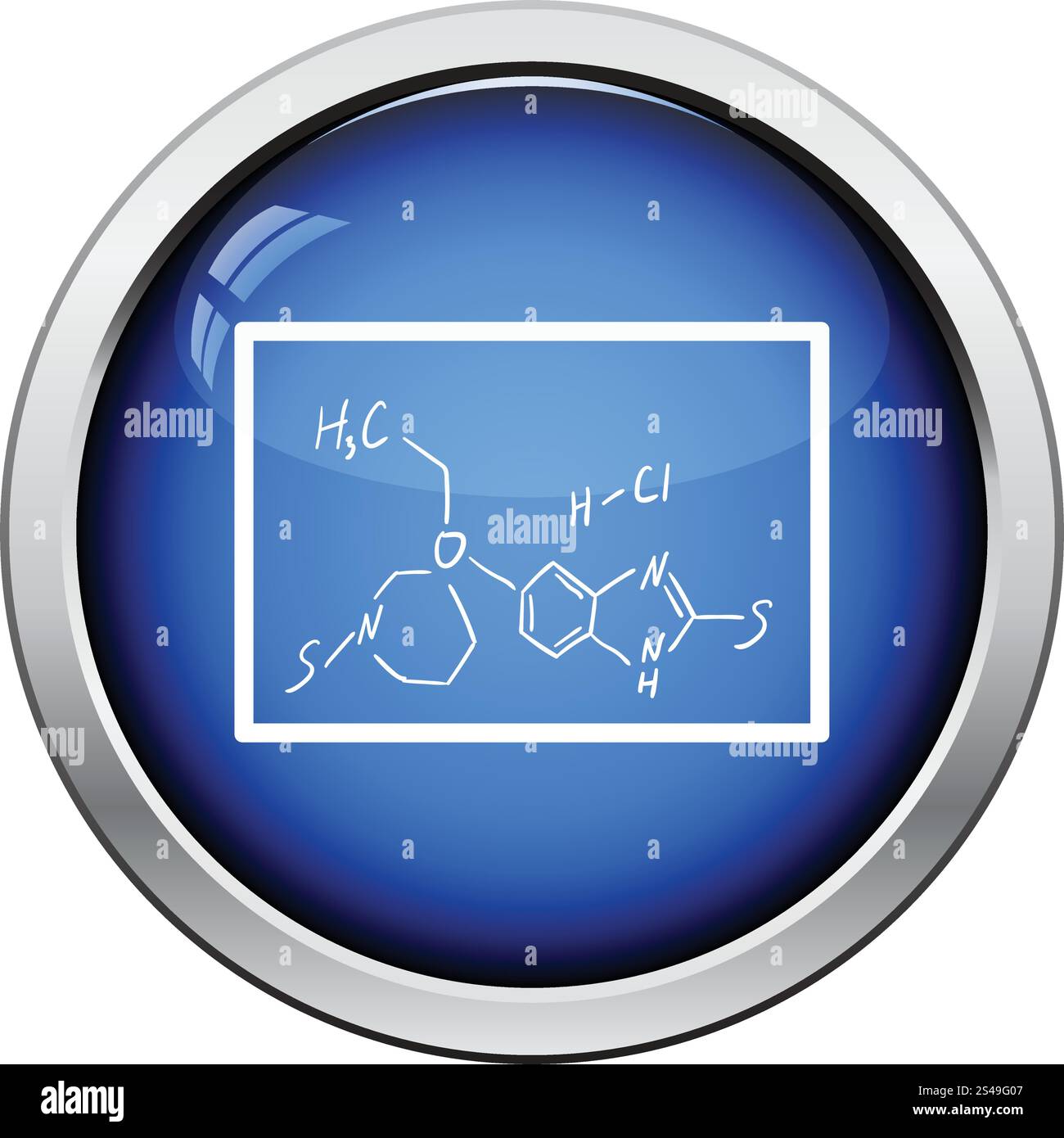 Icon of chemistry formula on classroom blackboard. Glossy button design ...