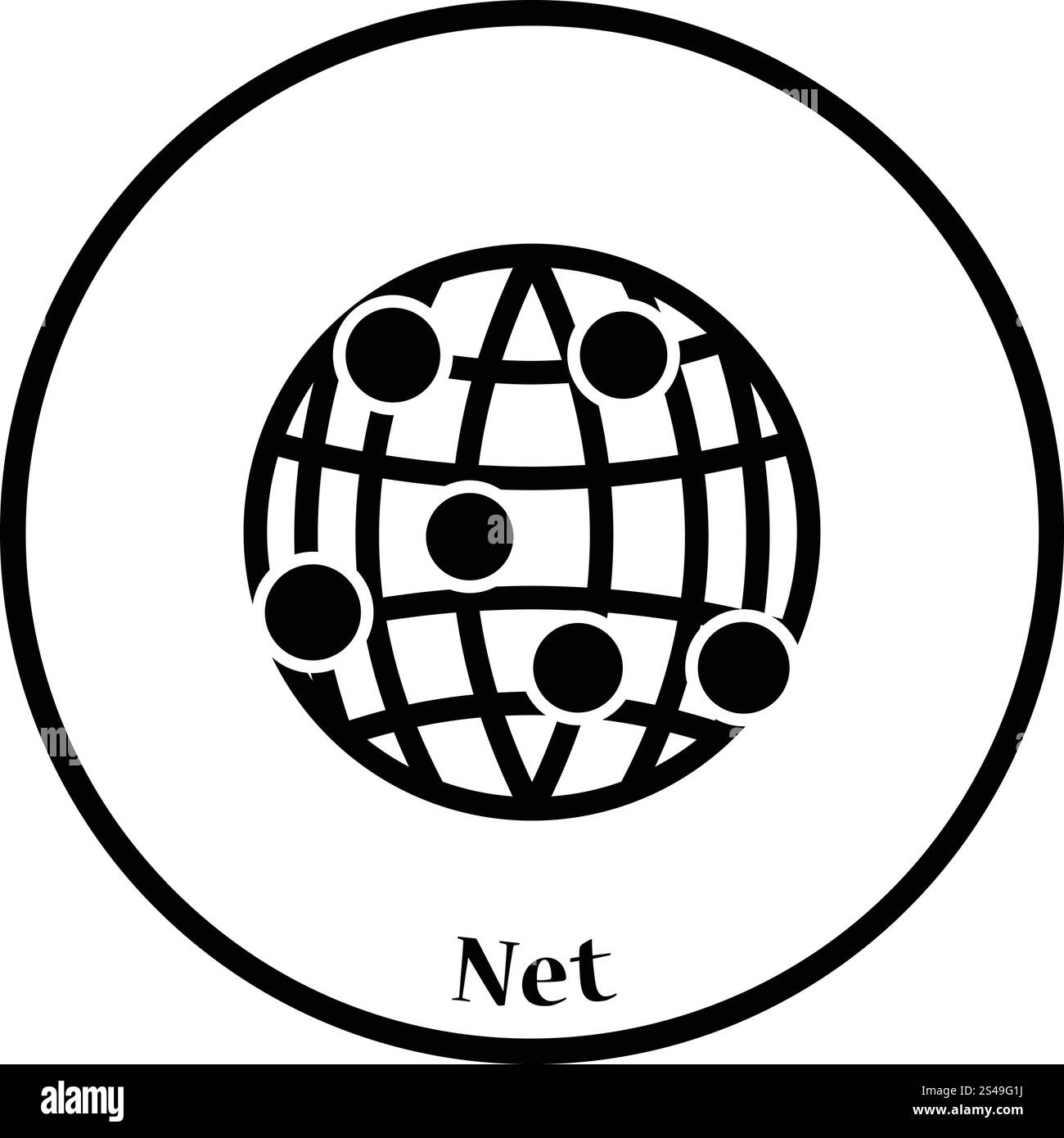 Globe connection point icon. Thin circle design. Vector illustration ...