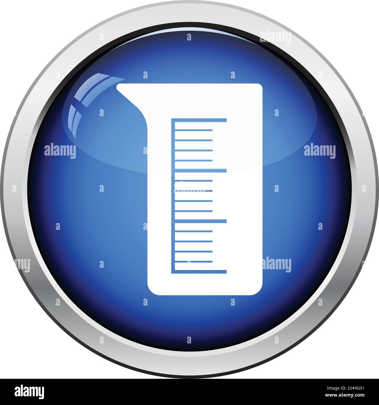 Icon of chemistry beaker. Glossy button design. Vector illustration ...