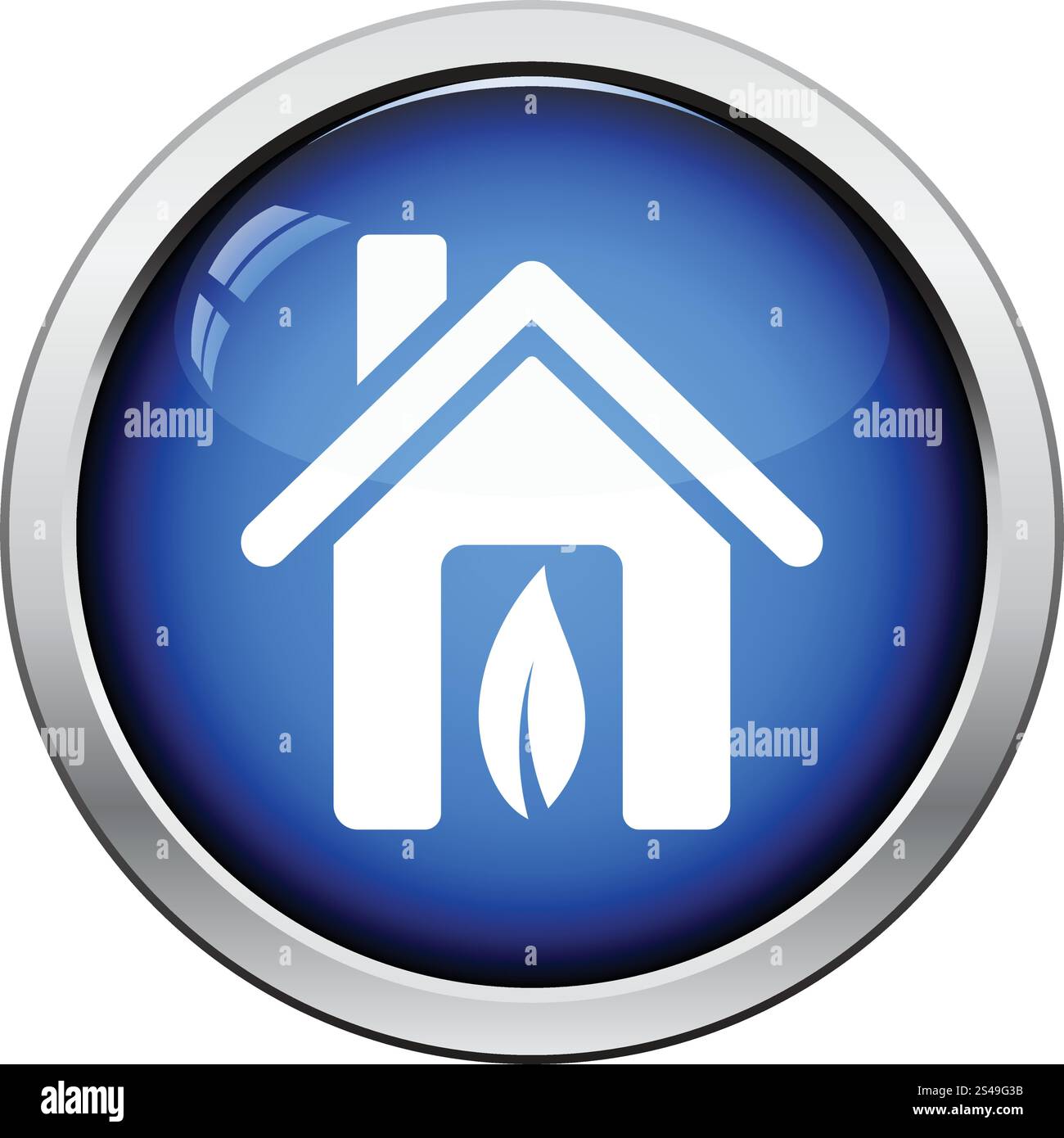 Ecological home leaf icon. Glossy button design. Vector illustration ...