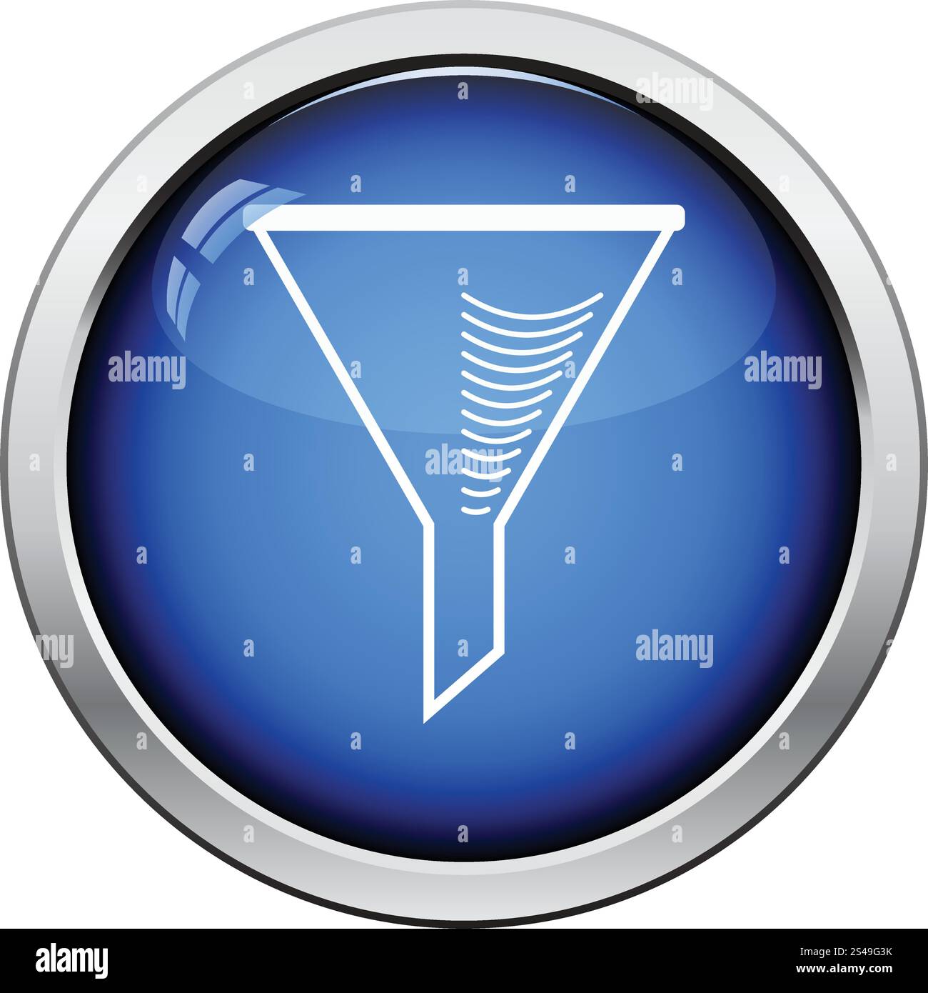 Icon of chemistry filler cone. Glossy button design. Vector ...