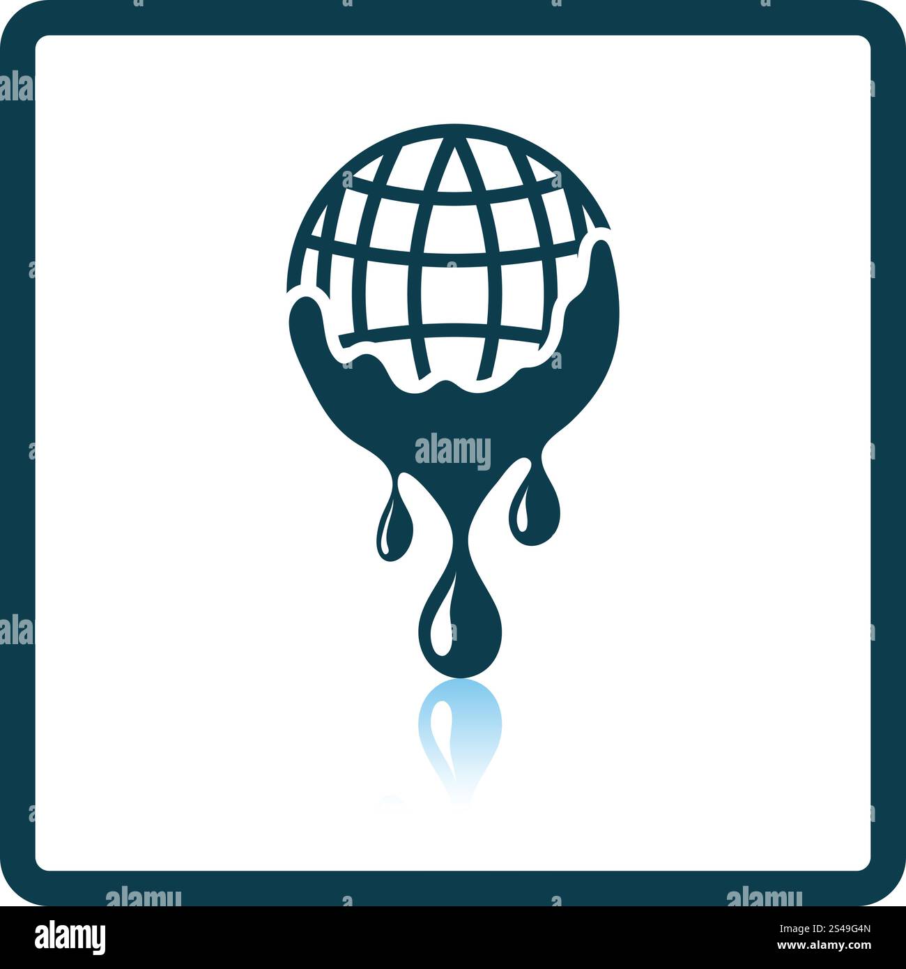 Planet with flowing down water icon. Shadow reflection design. Vector ...
