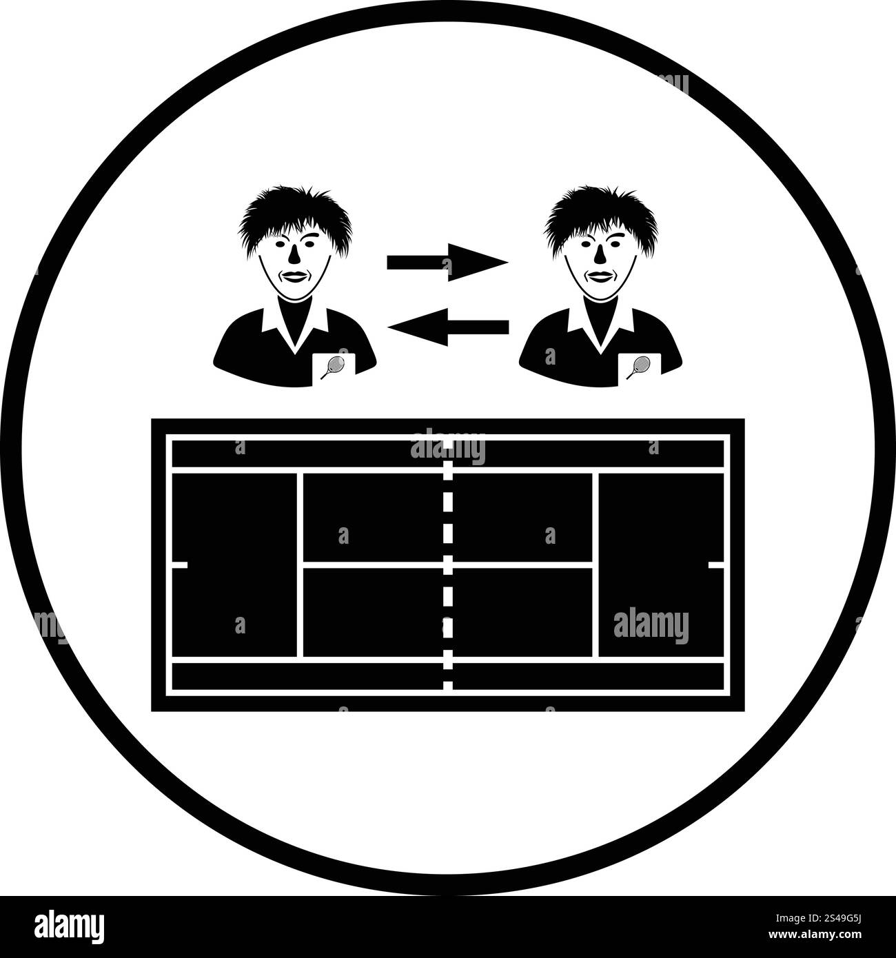 Tennis side changing icon. Thin circle design. Vector illustration ...