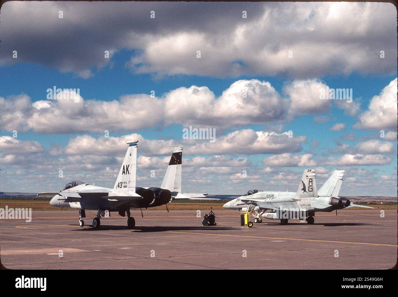 Side by side view of F-15A Eagle (assigned to the 43rd TFS) and an F ...