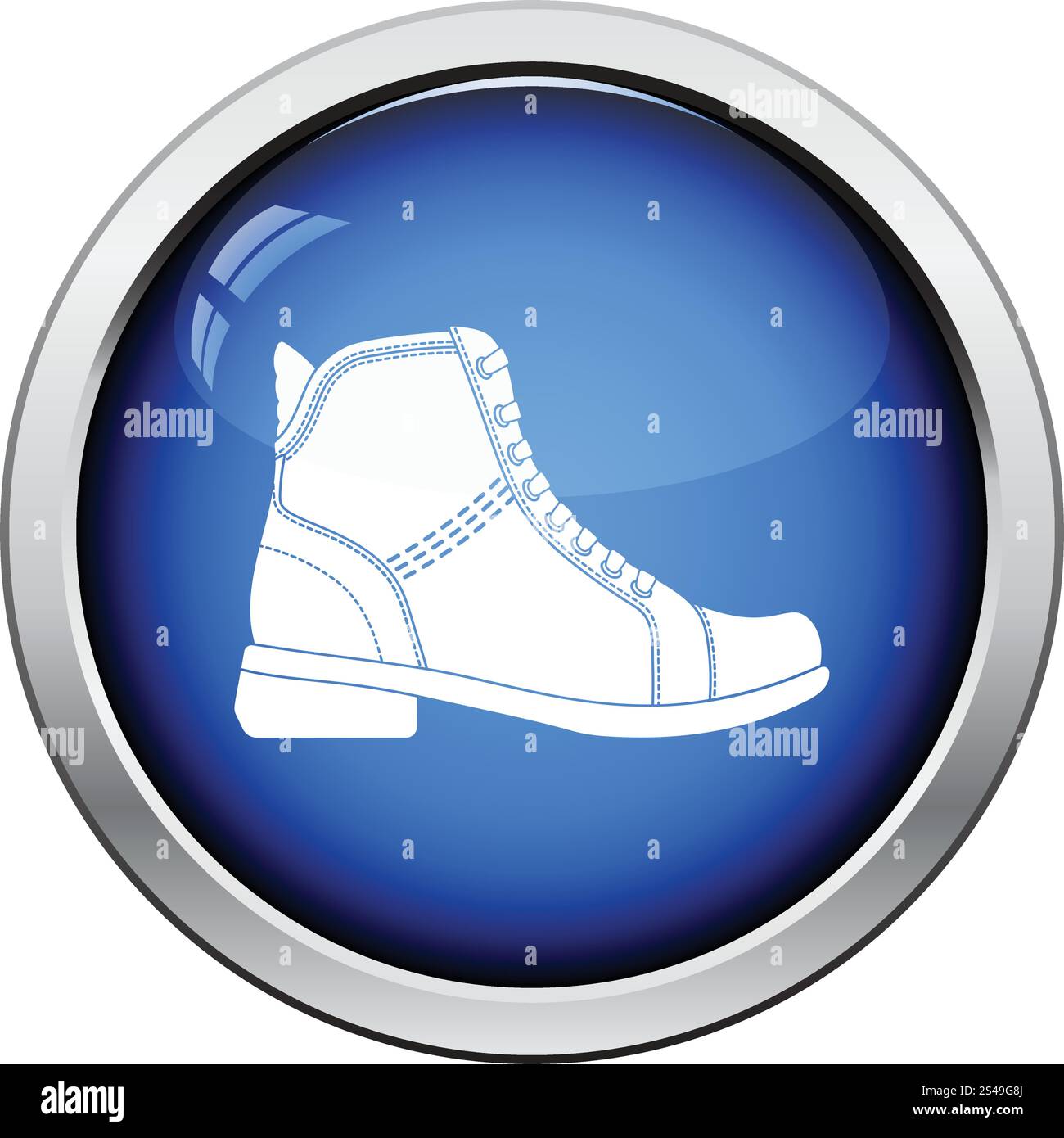Woman boot icon. Glossy button design. Vector illustration Stock Vector ...