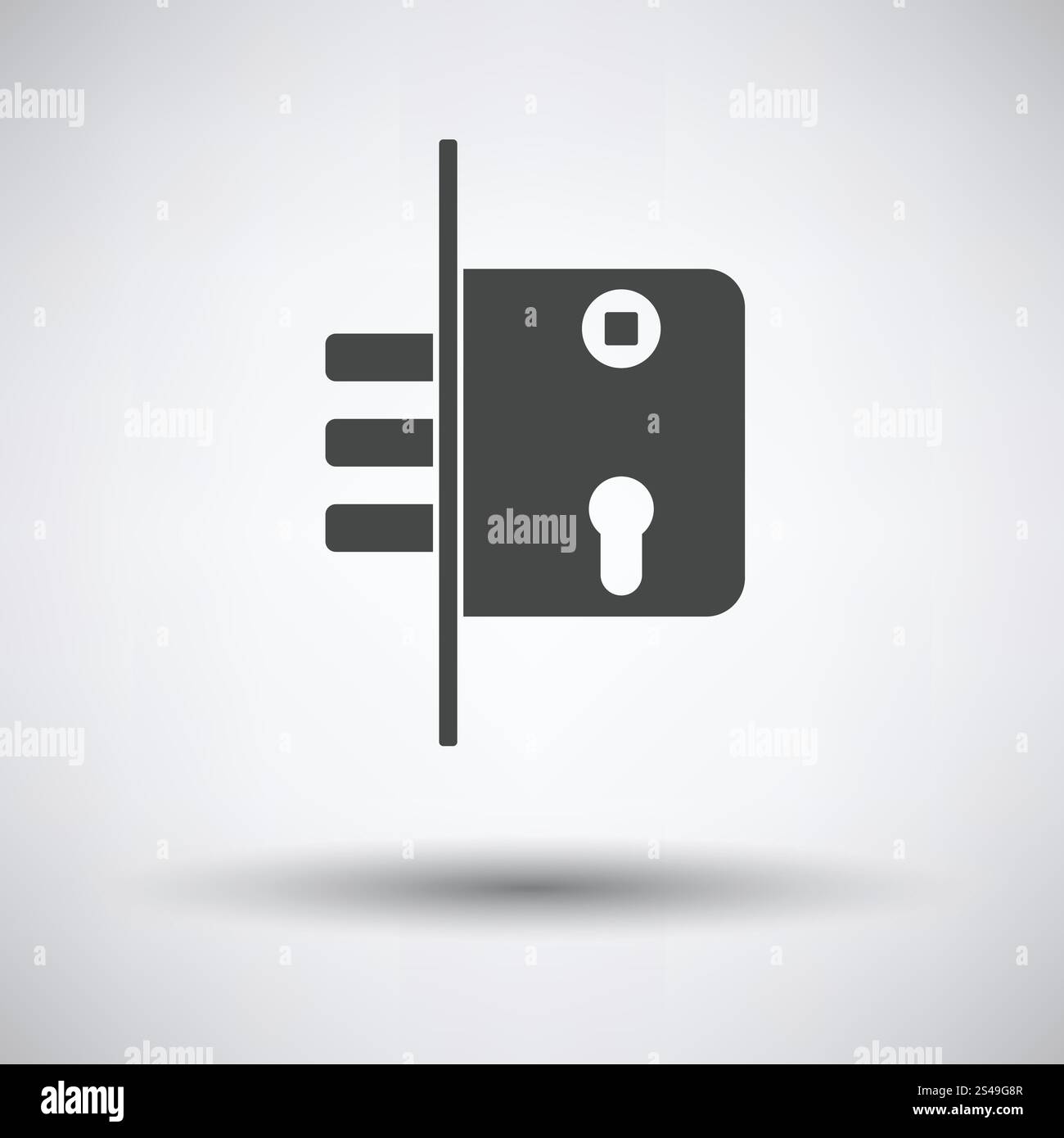 Door lock icon on gray background, round shadow. Vector illustration ...