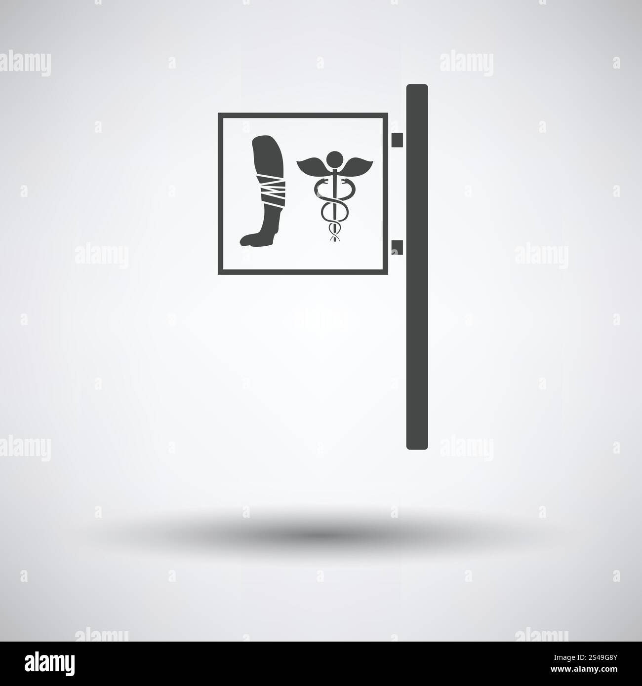 Vet clinic icon on gray background with round shadow. Vector ...