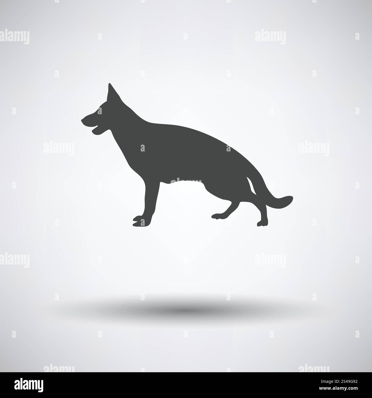 German shepherd icon on gray background with round shadow. Vector ...