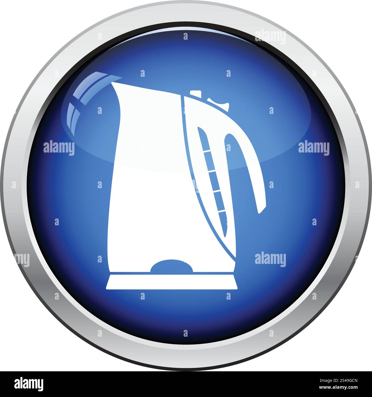 Kitchen electric kettle icon. Glossy button design. Vector illustration ...