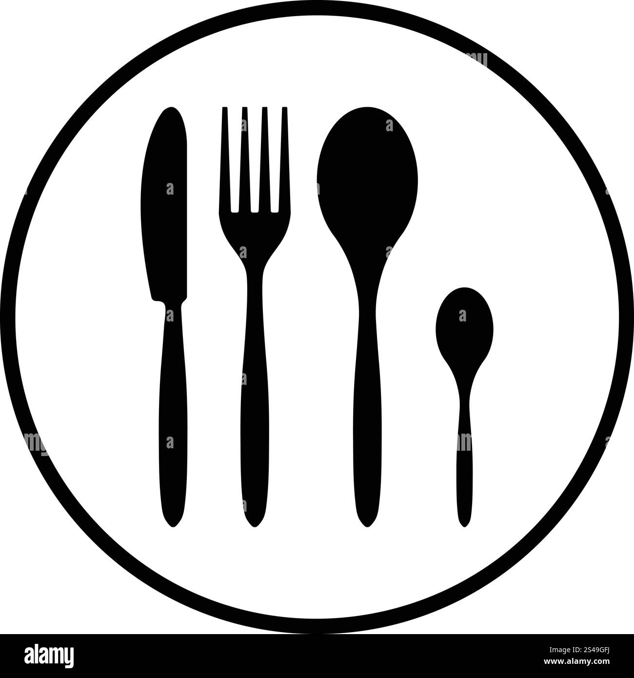 Silverware set icon. Thin circle design. Vector illustration Stock ...