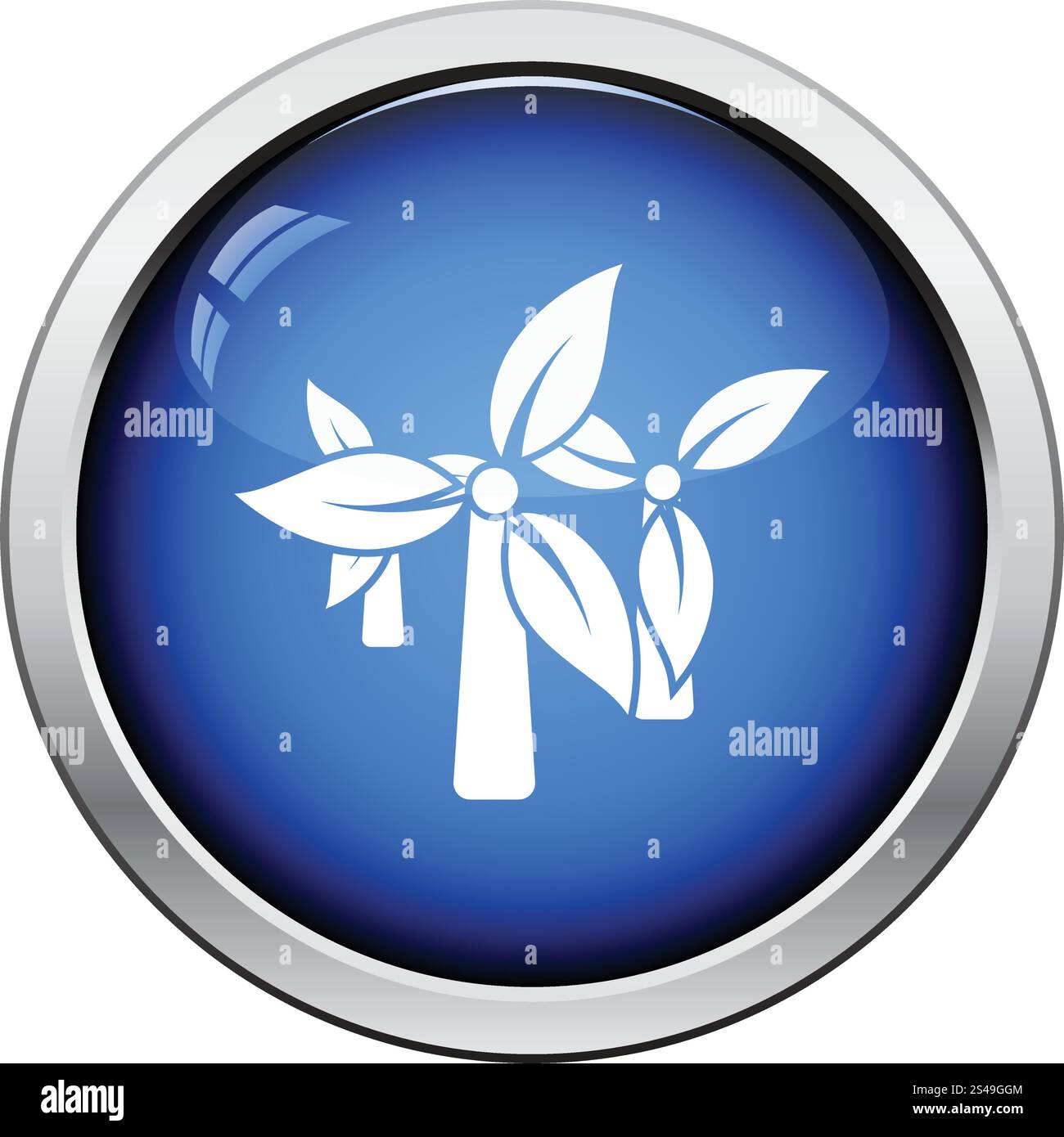 Wind mill leaves in blades icon. Glossy button design. Vector ...