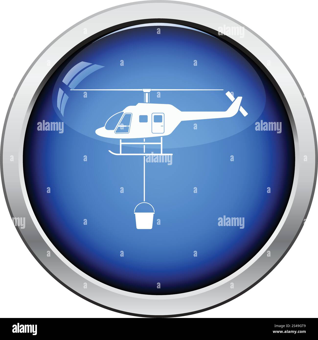 Fire service helicopter icon. Glossy button design. Vector illustration ...