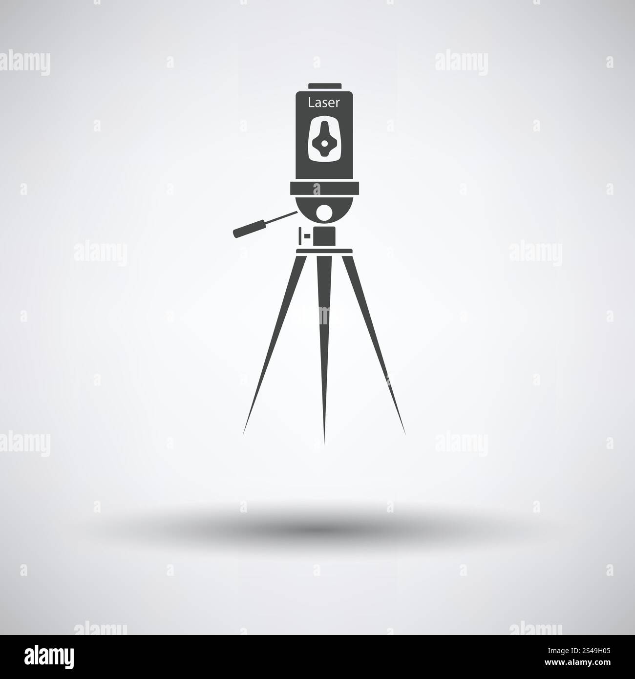 Laser level tool icon on gray background, round shadow. Vector ...