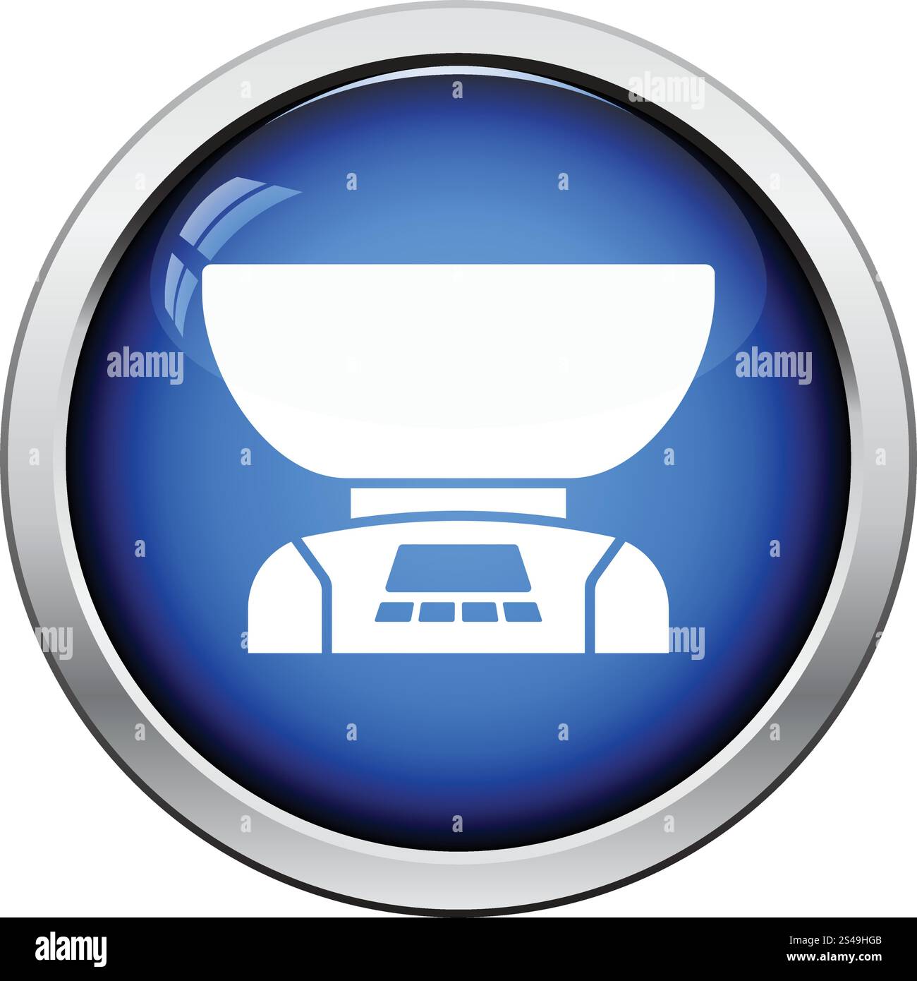 Kitchen electric scales icon. Glossy button design. Vector illustration ...