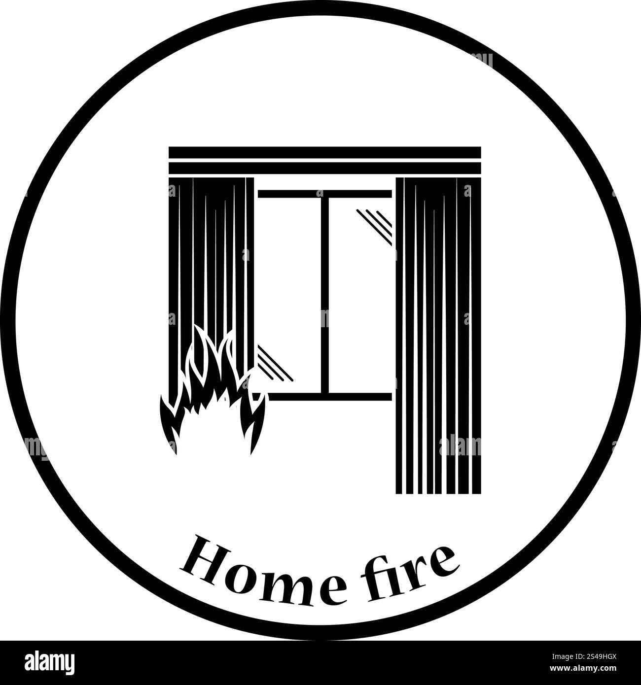 Burning home icon vector Black and White Stock Photos & Images - Alamy