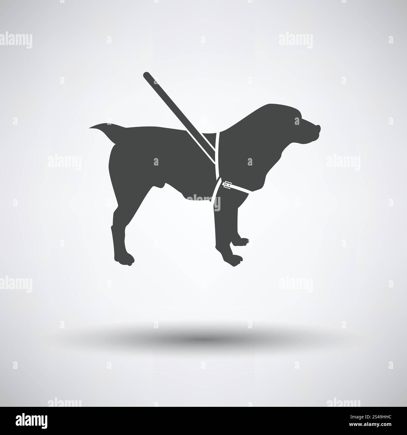 Guide dog icon on gray background with round shadow. Vector ...
