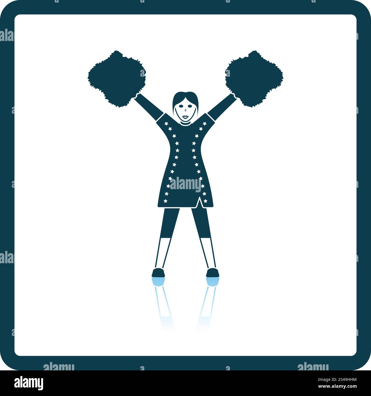 American football cheerleader girl icon. Shadow reflection design ...