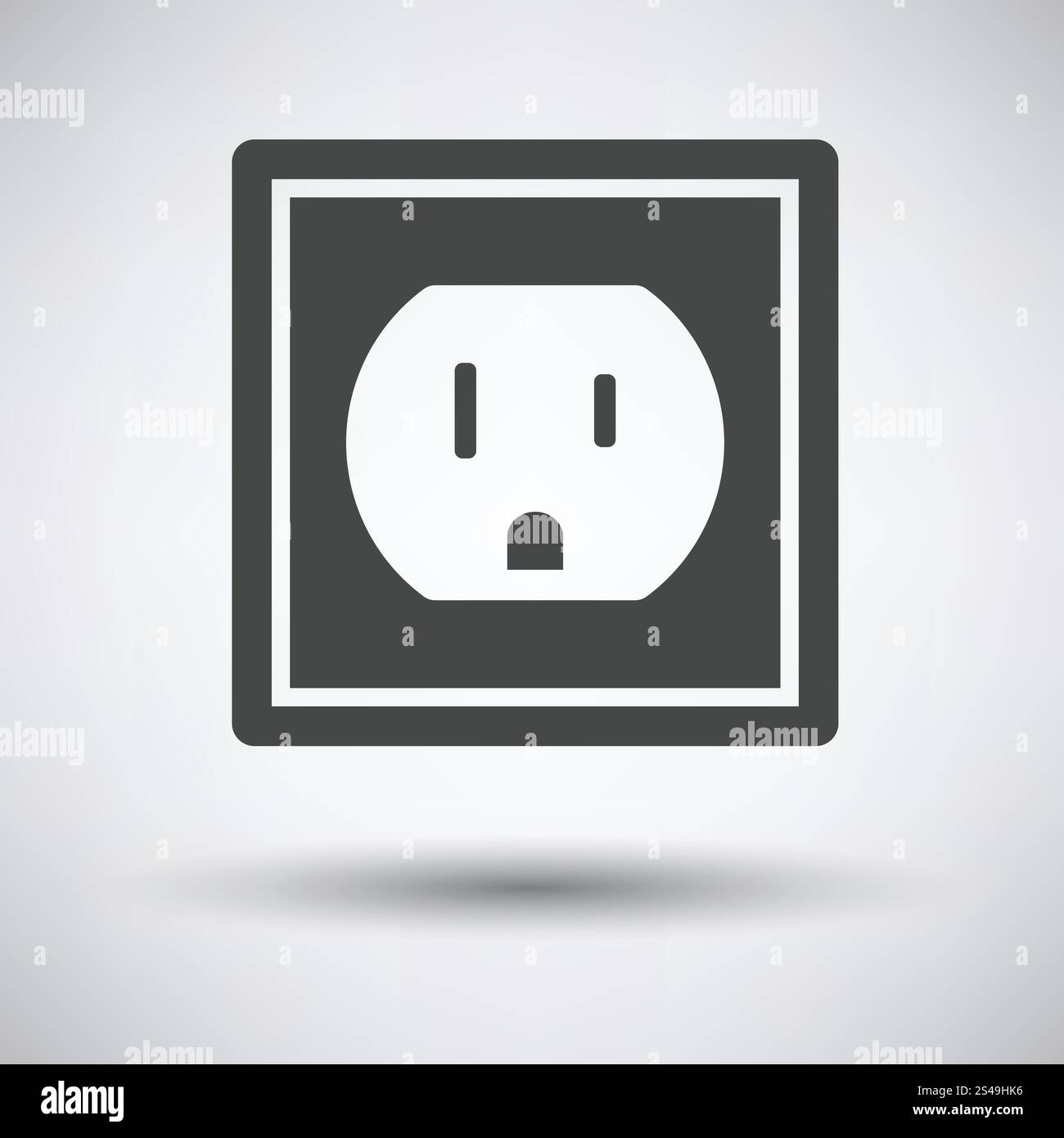 Electric outlet icon on gray background, round shadow. Vector ...