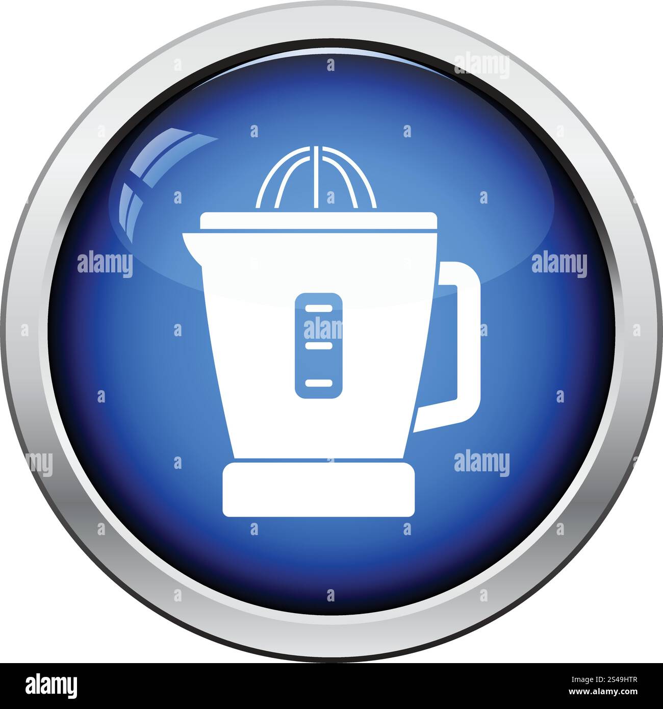 Citrus juicer machine icon. Glossy button design. Vector illustration ...