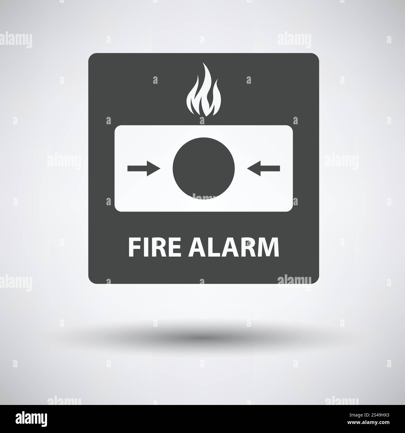 Fire alarm icon on gray background with round shadow. Vector ...