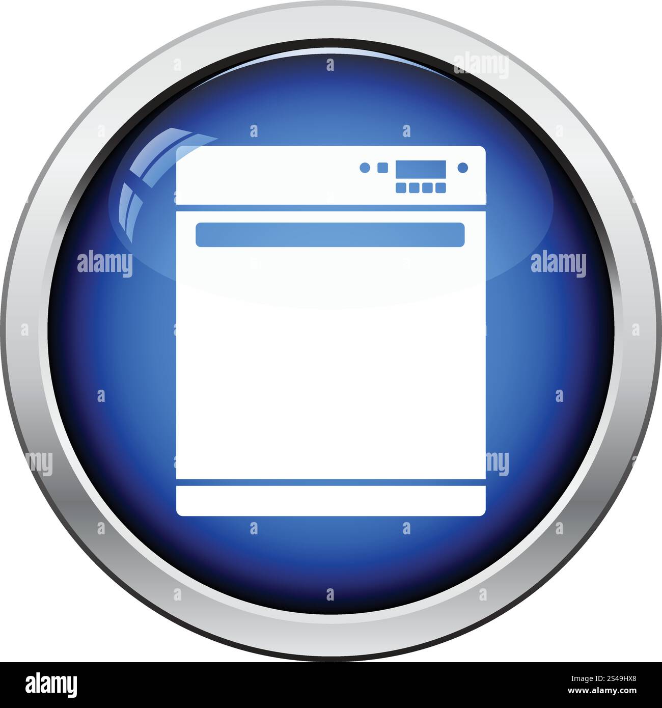 Kitchen dishwasher machine icon. Glossy button design. Vector ...