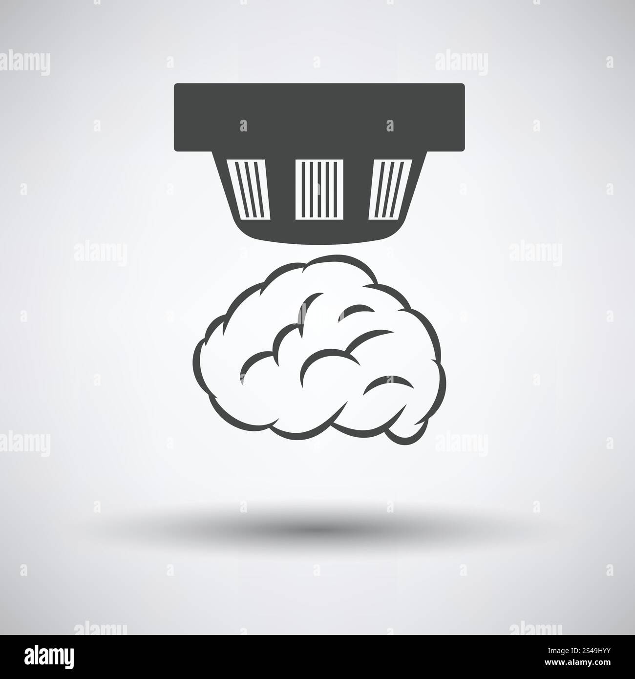 Smoke sensor icon on gray background with round shadow. Vector ...