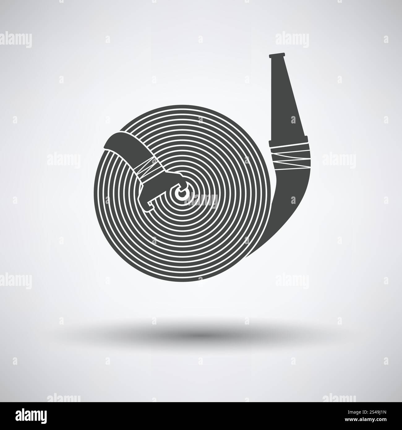 Fire hose icon on gray background with round shadow. Vector ...