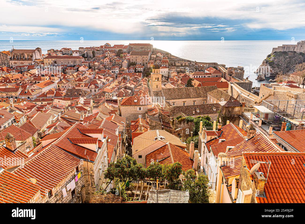 Terracotta Rooftops of Dubrovnik at Sunset Stock Photo - Alamy
