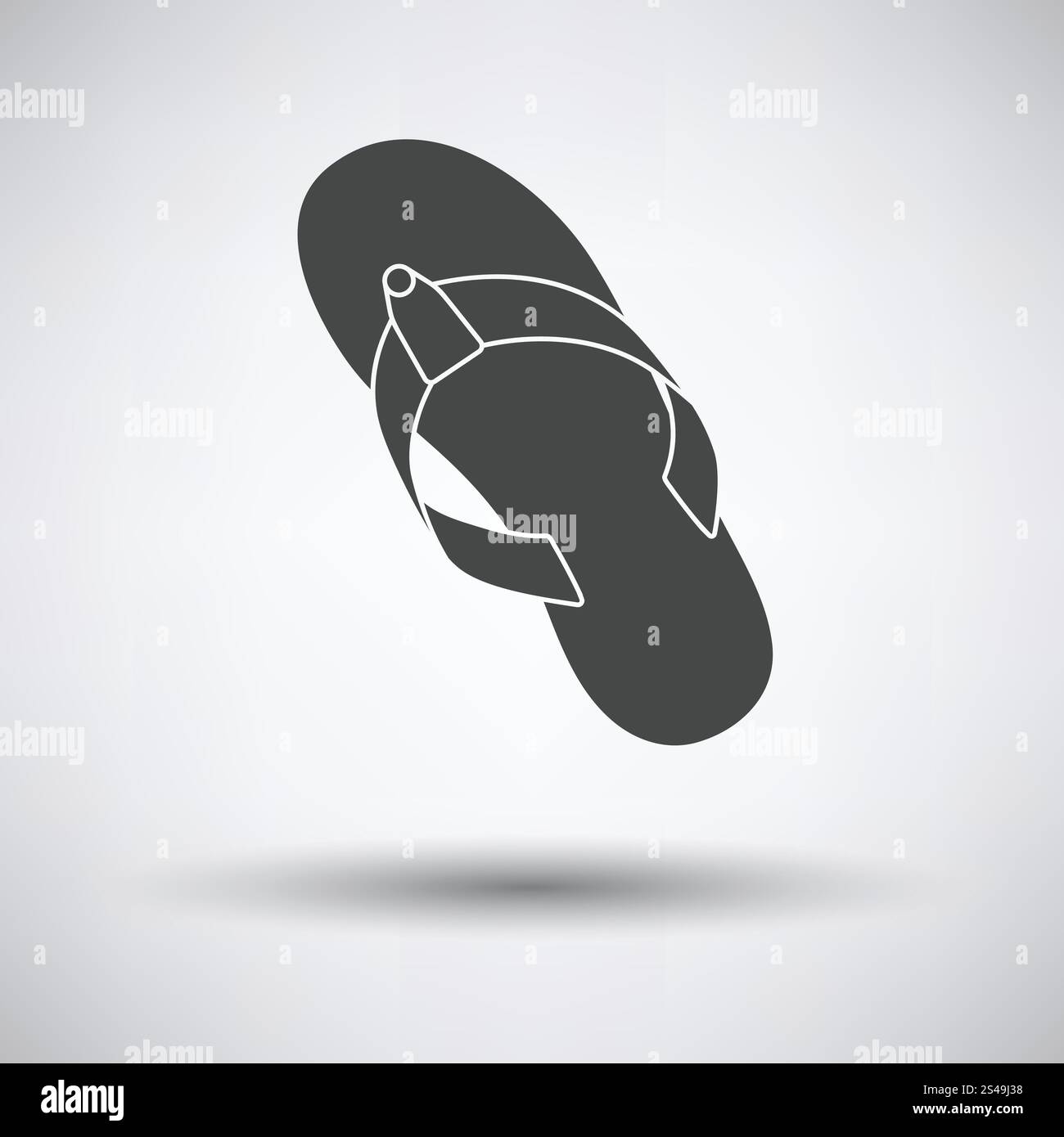 Flip flop icon on gray background with round shadow. Vector ...