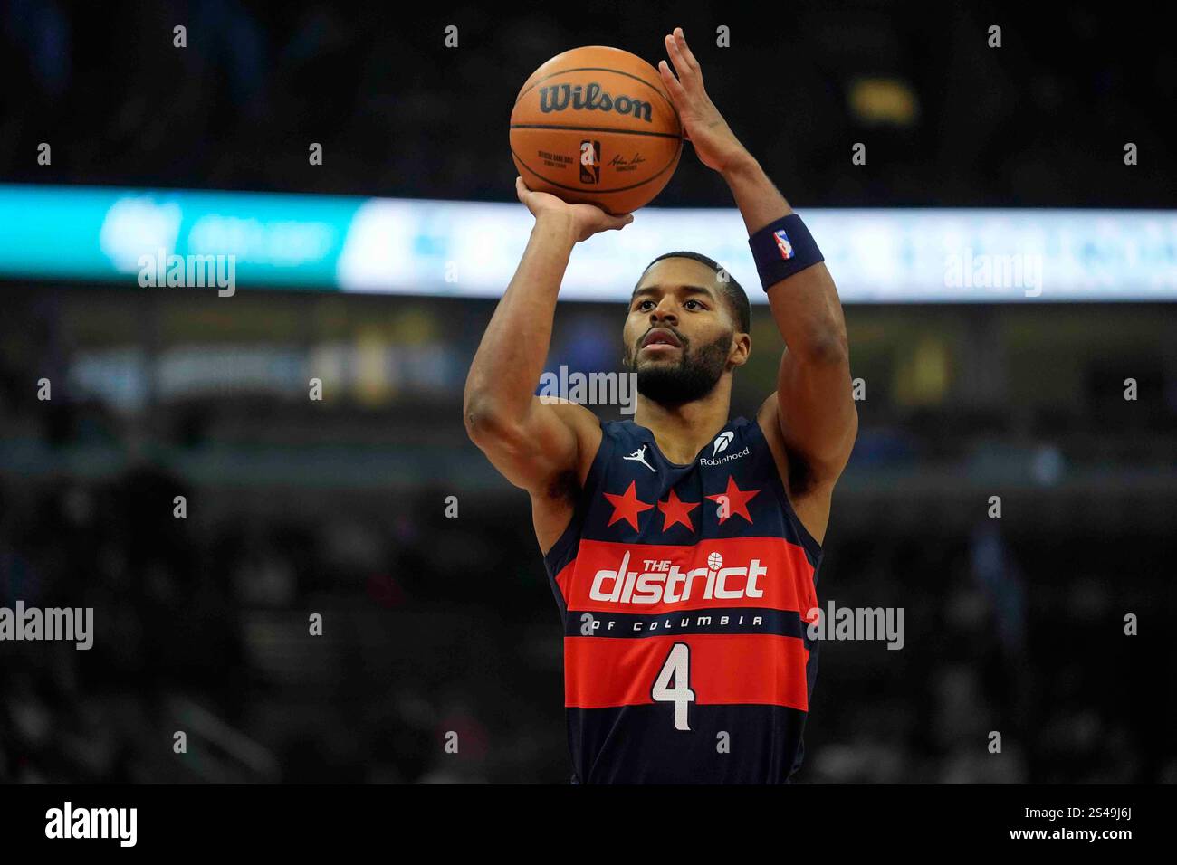 Washington Wizards guard Jared Butler prepares to take a free throw ...