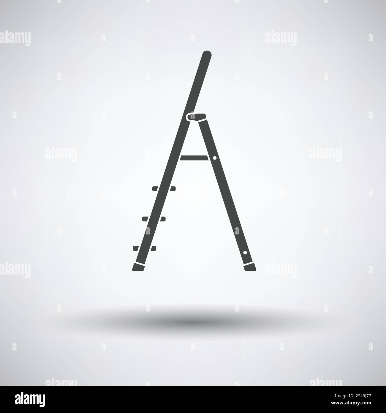 Construction ladder icon on gray background, round shadow. Vector ...