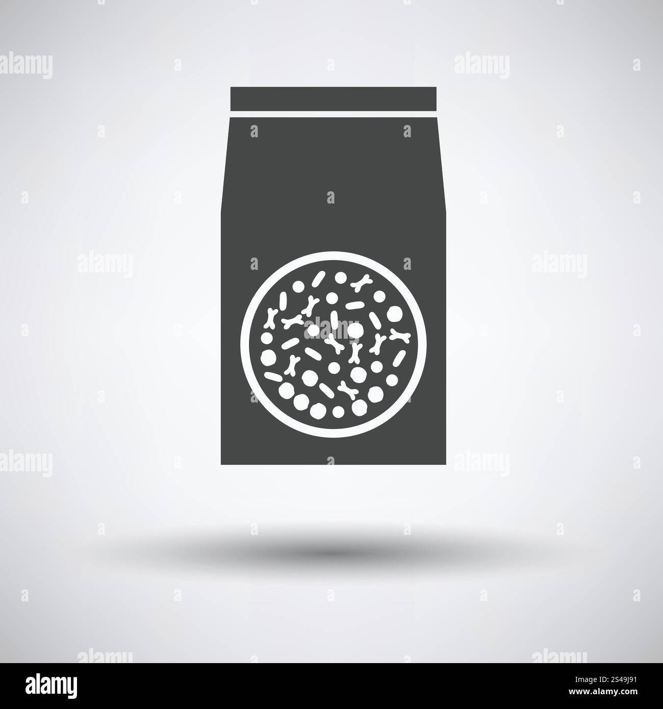 Packet of dog food icon on gray background with round shadow. Vector ...