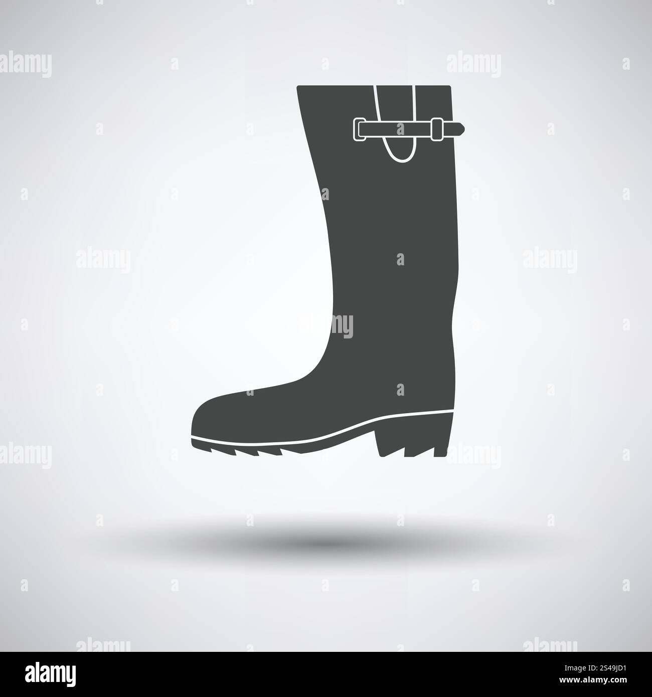 Rubber boot icon on gray background with round shadow. Vector ...