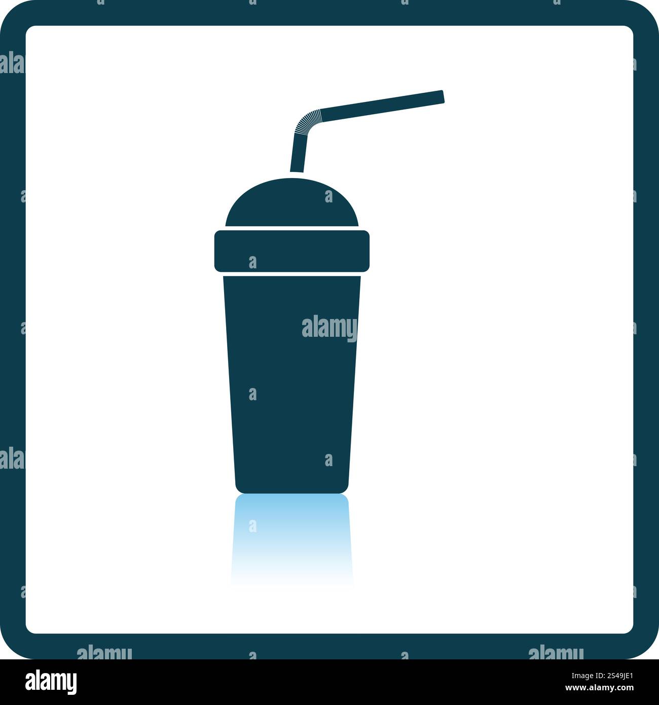 Disposable soda cup and flexible stick icon. Shadow reflection design ...