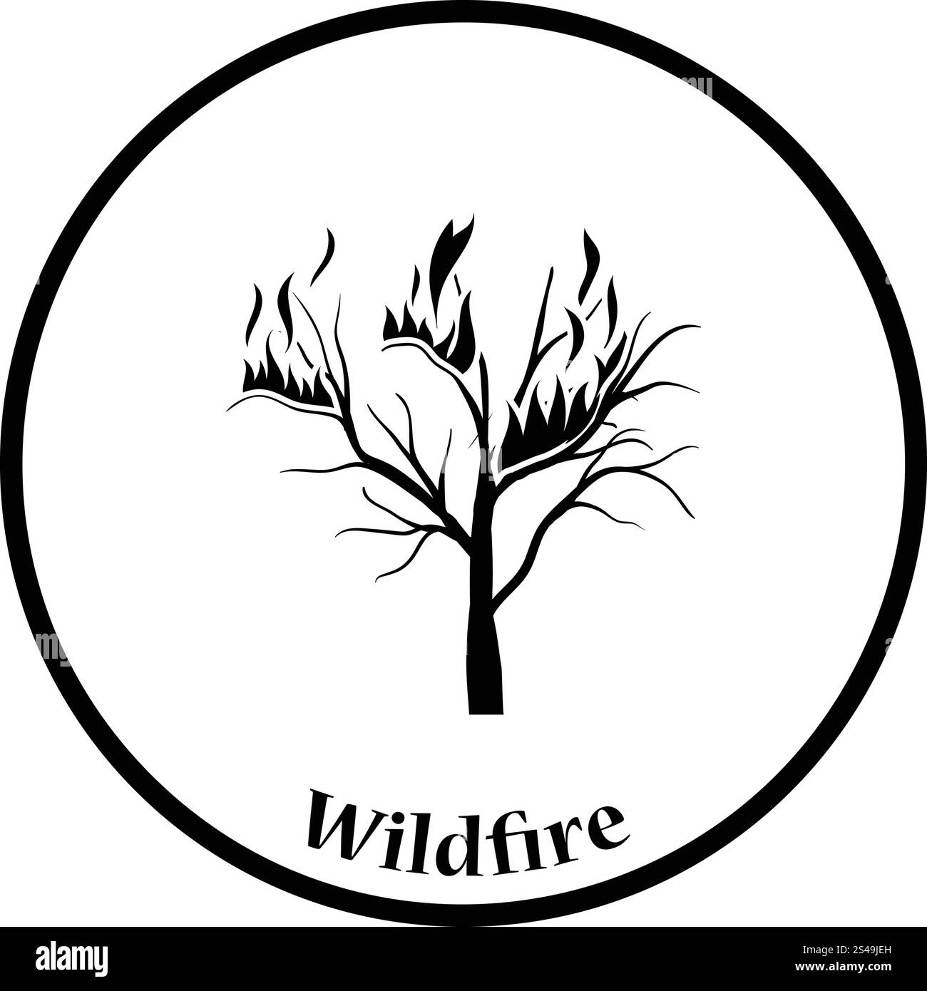 Wildfire icon. Thin circle design. Vector illustration Stock Vector ...