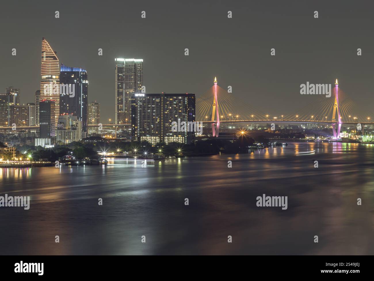 Bangkok, Thailand - Jan 10, 2025 - Nightscape city view with bright ...