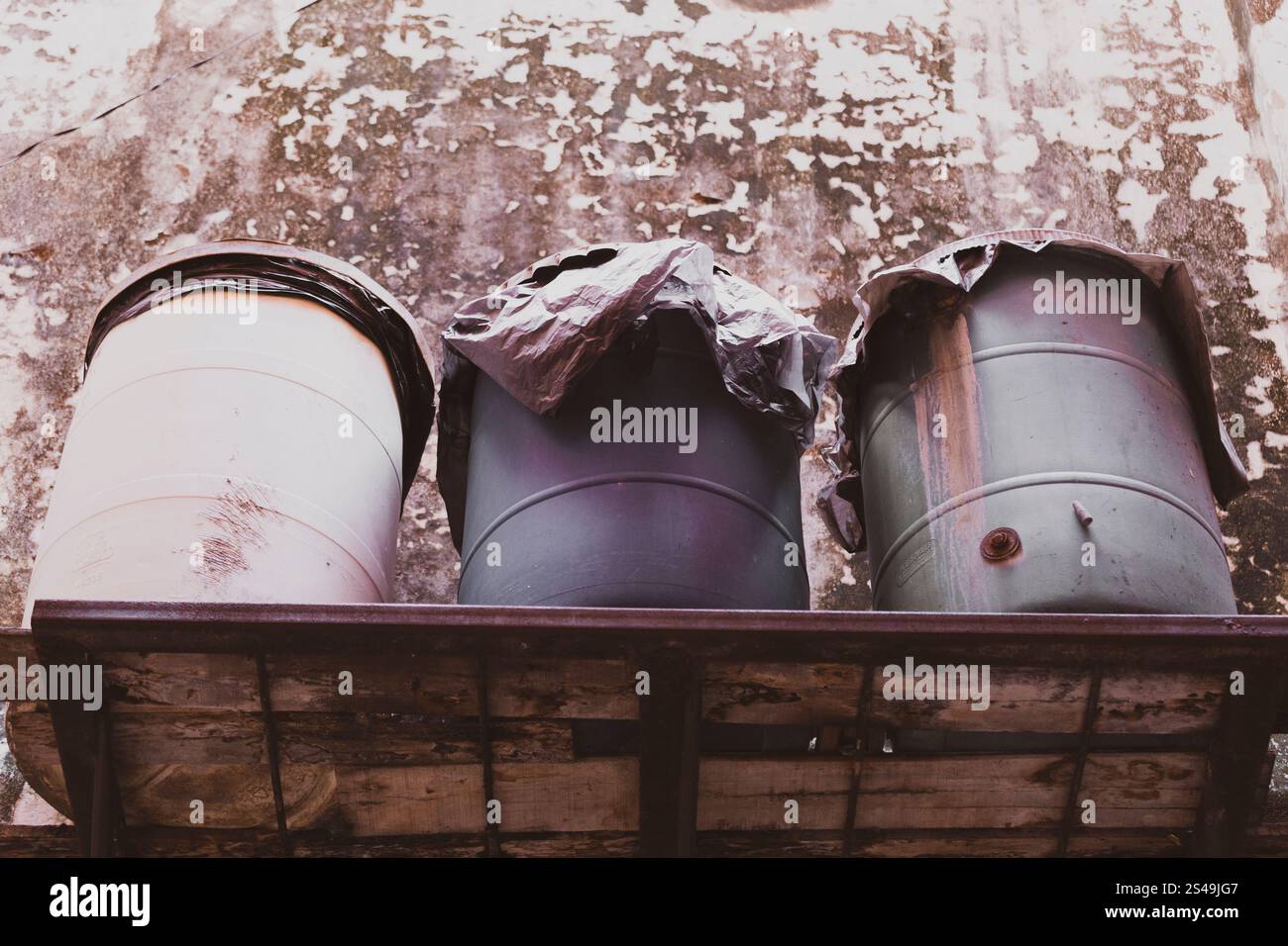 Rain Water Collecting Barrels in Cuba Stock Photo - Alamy
