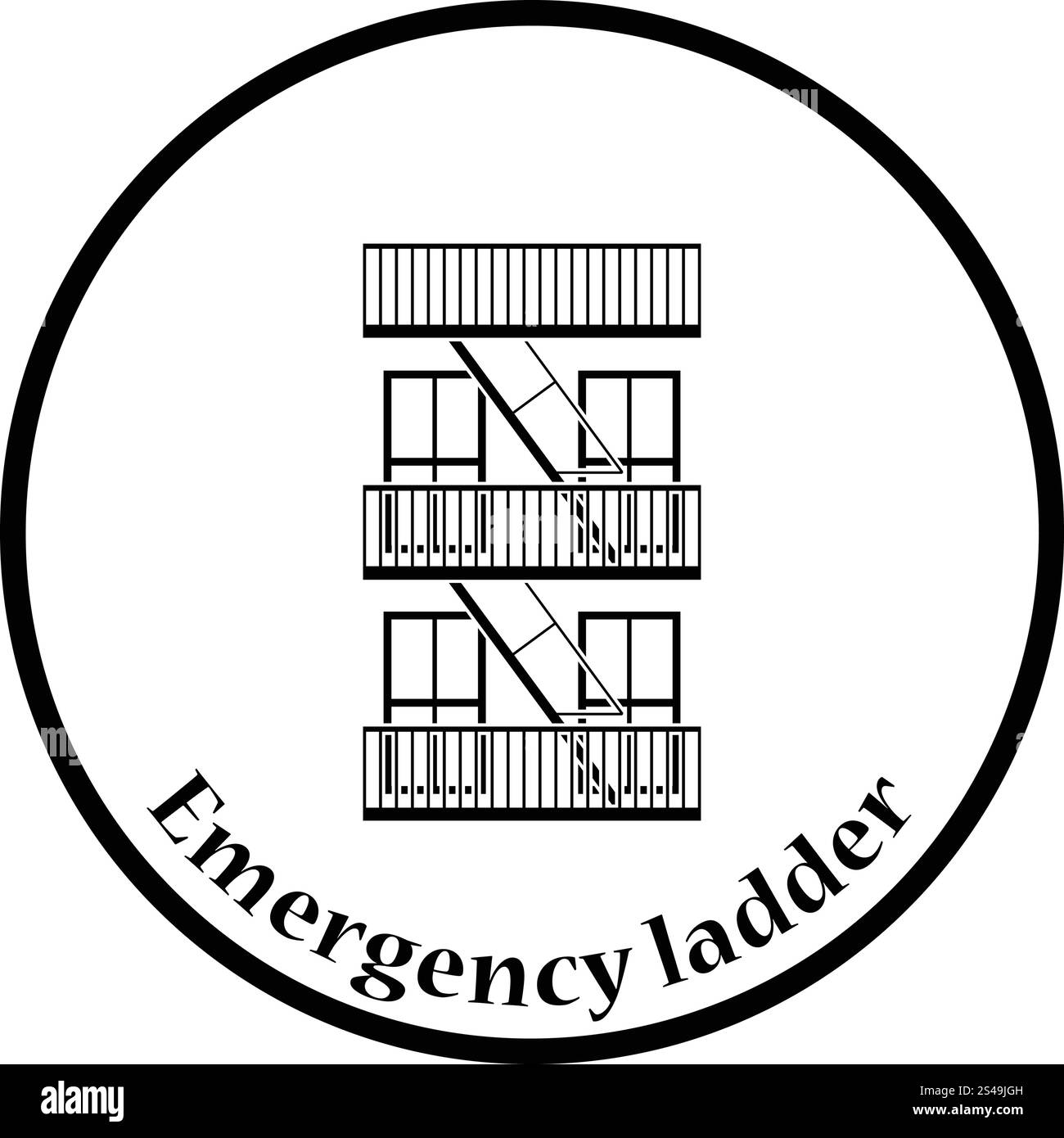 Emergency fire ladder icon. Thin circle design. Vector illustration ...