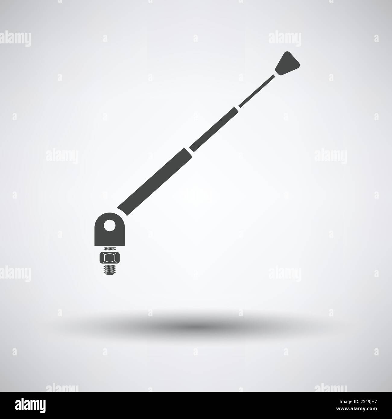 Radio antenna component icon on gray background with round shadow ...