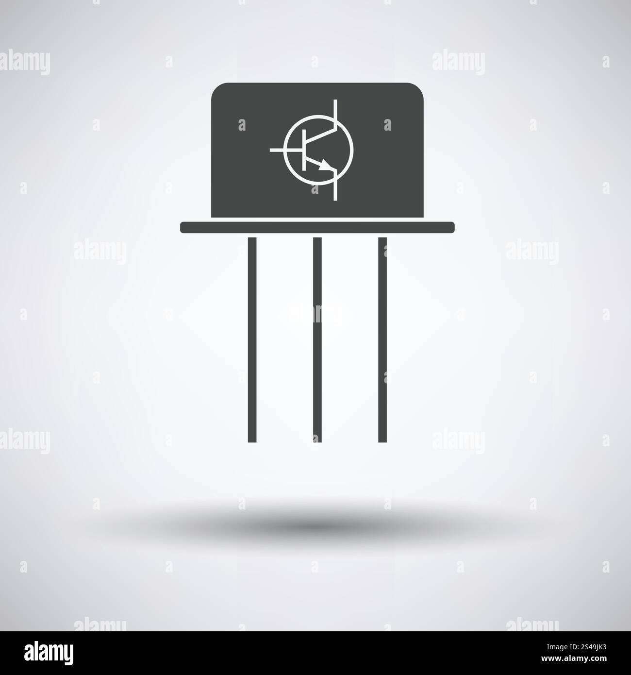 Transistor icon on gray background with round shadow. Vector ...