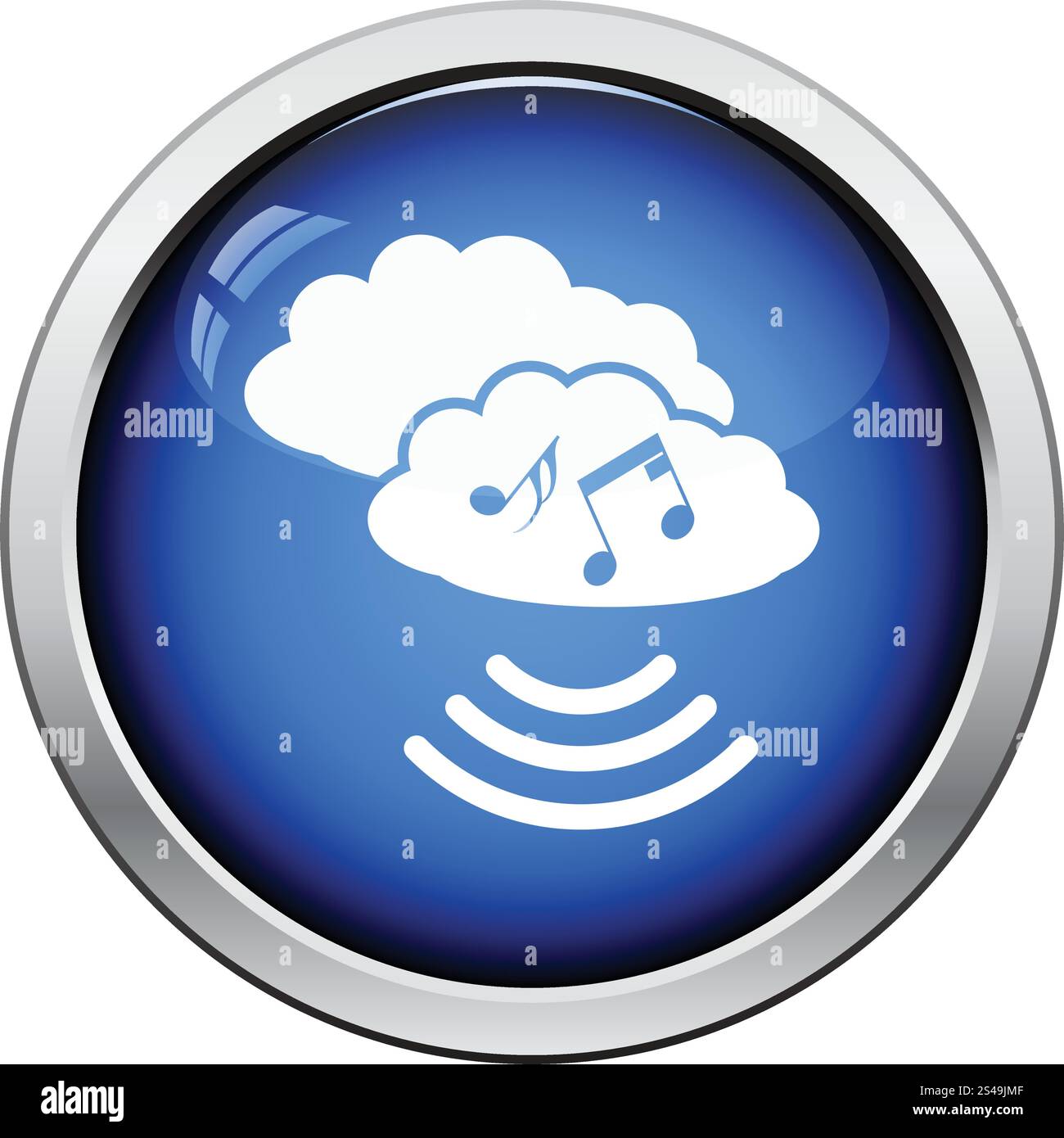 Music cloud icon. Glossy button design. Vector illustration Stock ...